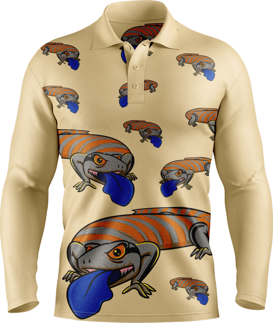 Bluey Lizard Men's Long Sleeve Polo – kustomteamwear.com